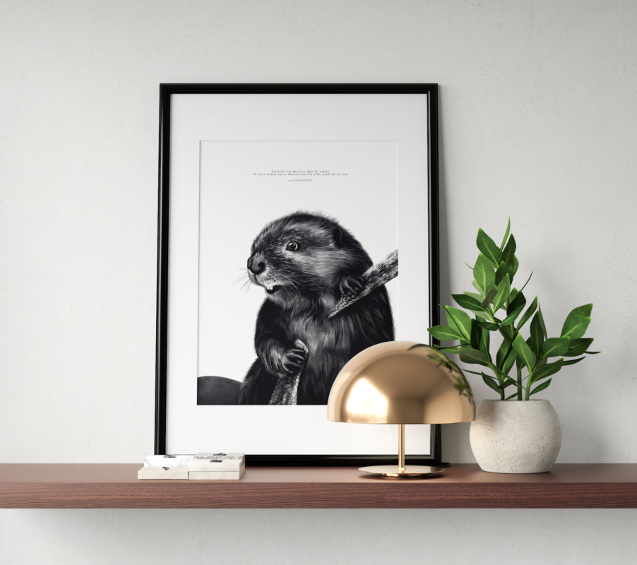 Affiche Le Castor - Le travail - citation de Confucius